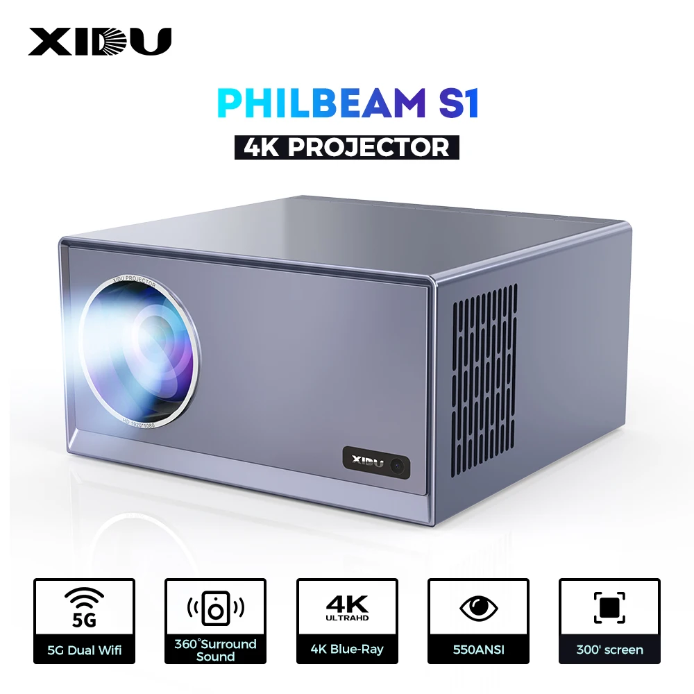 XIDU Projector 4K Full HD Native 1080P 12000 Lumens Android 9.0 ...