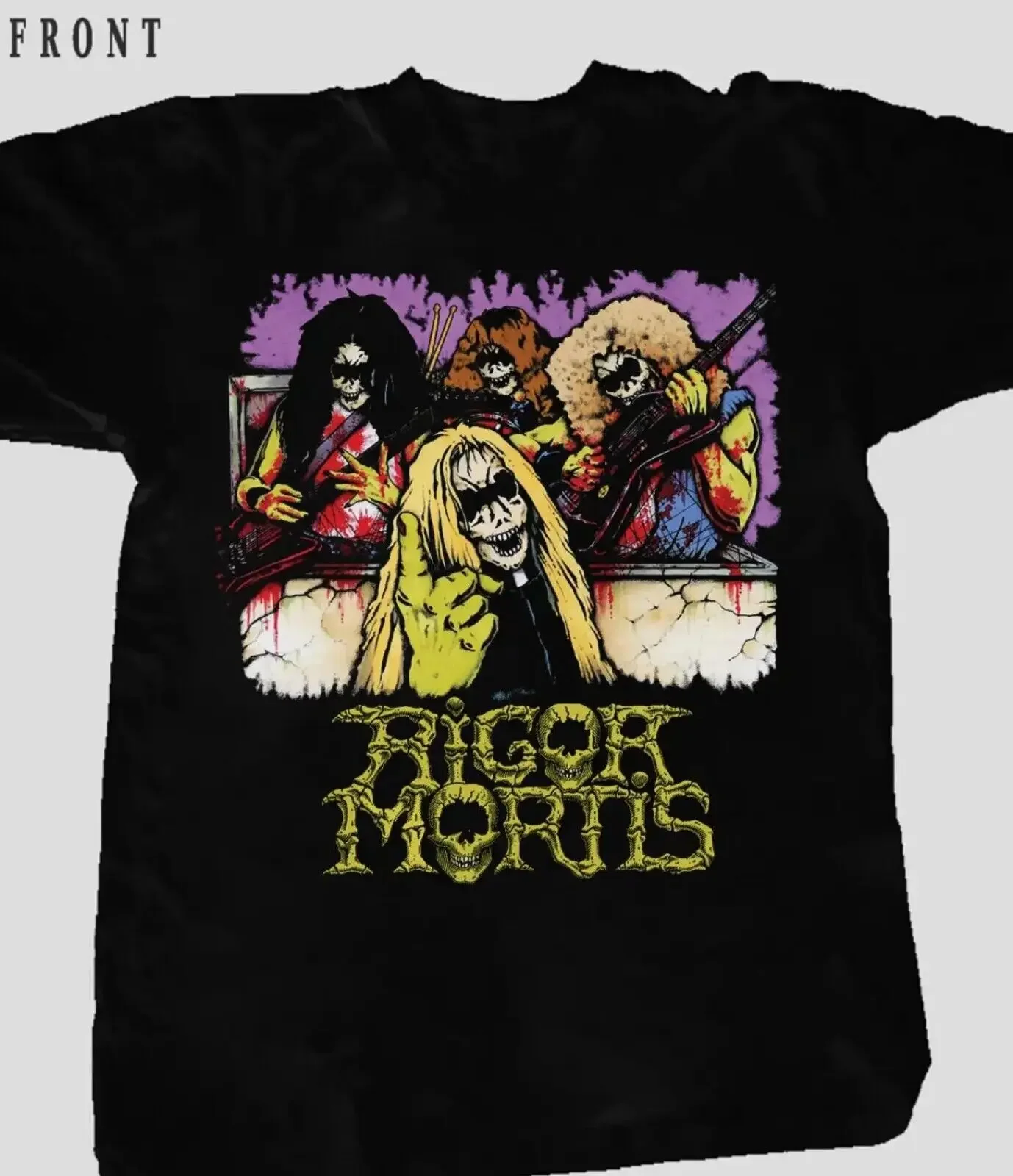 Rigor-Mortis-Band-T-Shirt-Short-Sleeve-Cotton-Red-Unisex-All-Size-S-to ...