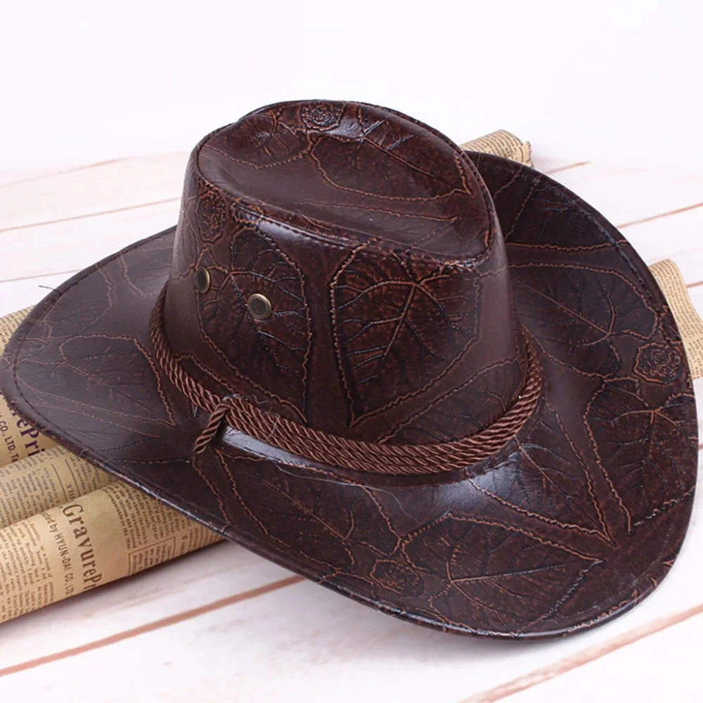 Sombrero-de-vaquero-de-piel-sint-tica-de-ala-grande-para-hombre-y-mujer ...