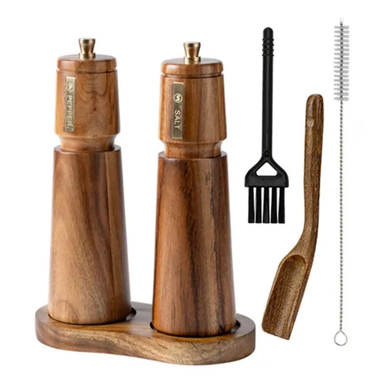 8-inch Solid Wood Manual Pepper Grinder Sets,Salt And Pepper Mills ...