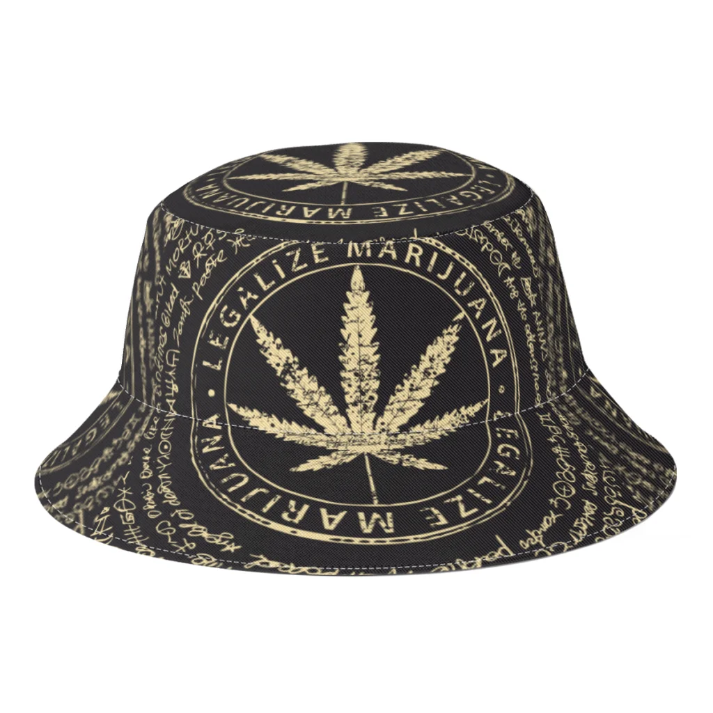 New Summer Cannabis Leaf Pattern Bucket Hat for Women Men Marijuana ...