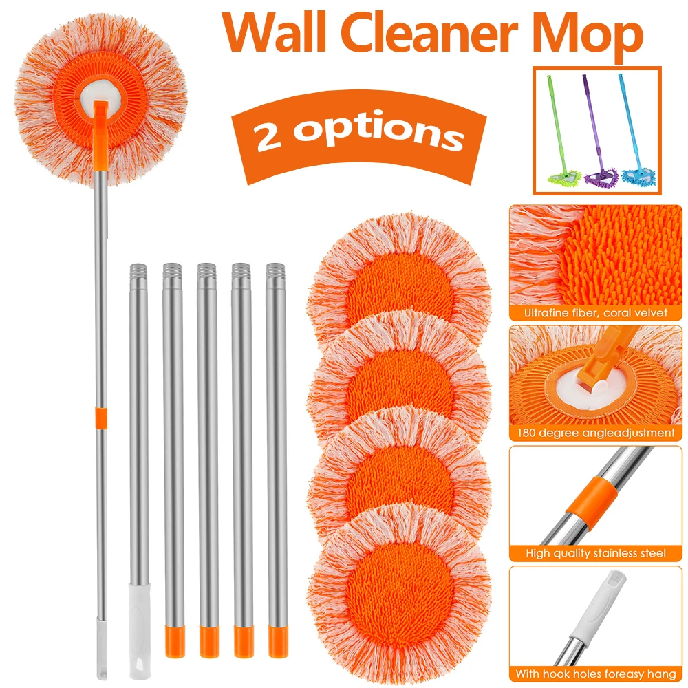 Microfiber-Mop-Set-Rotatable-Round-Cleaning-Mops-Wall-Cleaner-with-4 ...