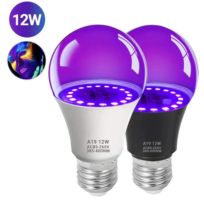 12W-E27-UV-LED-Bulb-Purple-Black-Lights-Bulbs-Glow-in-the-Dark-Party ...