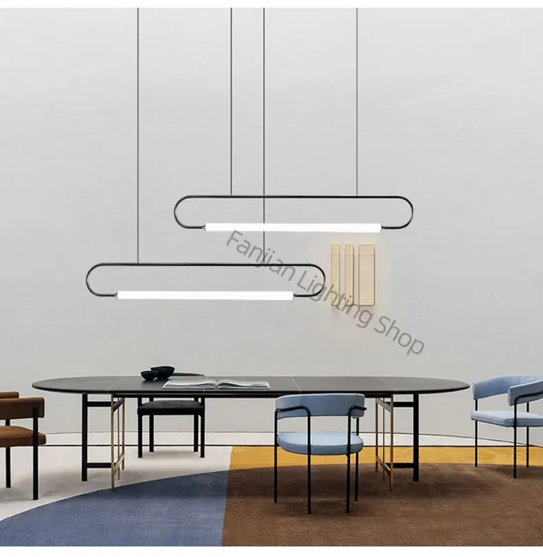 Nordic Minimalist Bar Hanging Rectangular Frame Pendant Light#N##N ...