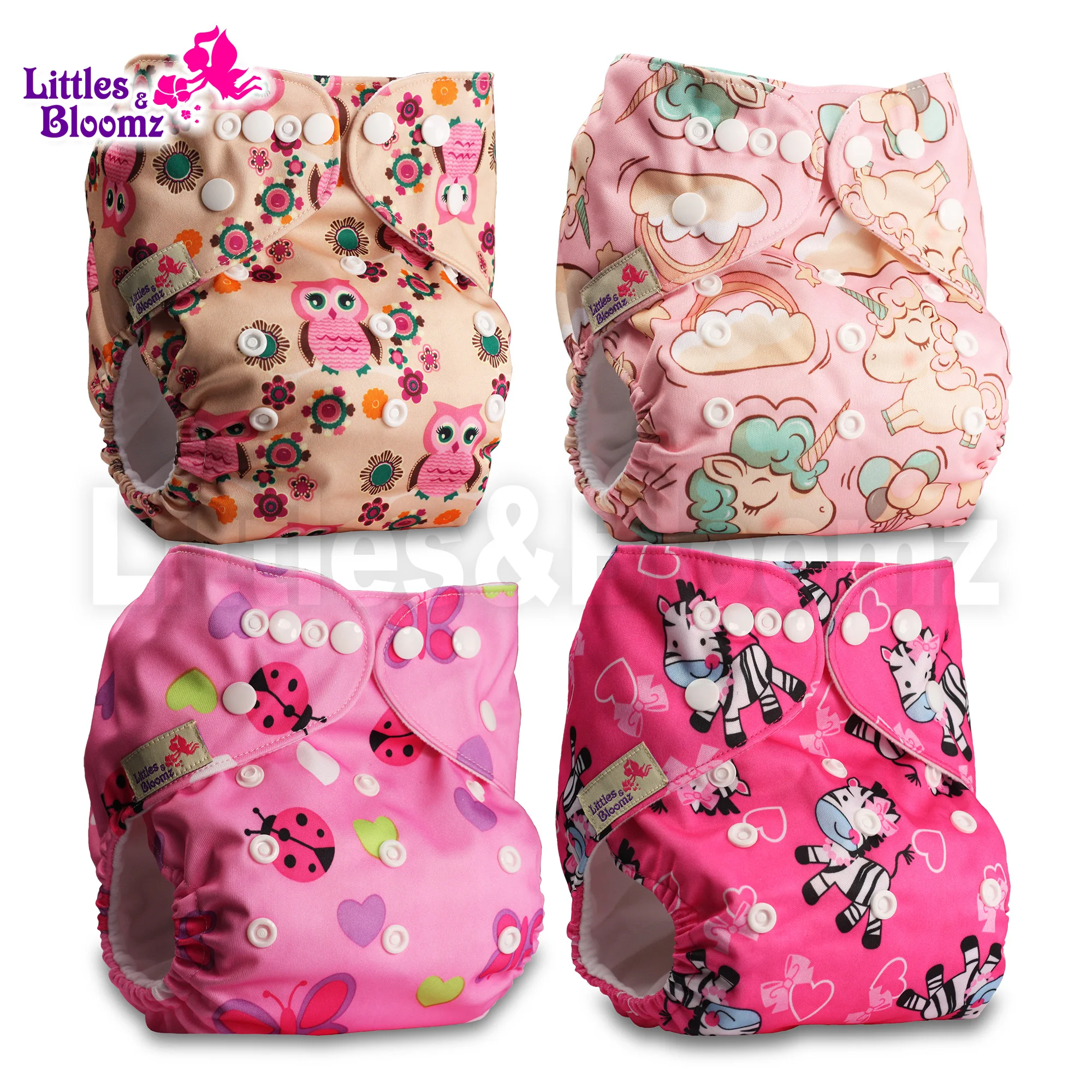 Littles-Bloomz-4pcs-set-Baby-Washable-Reusable-Real-Cloth-Pocket-Nappy ...