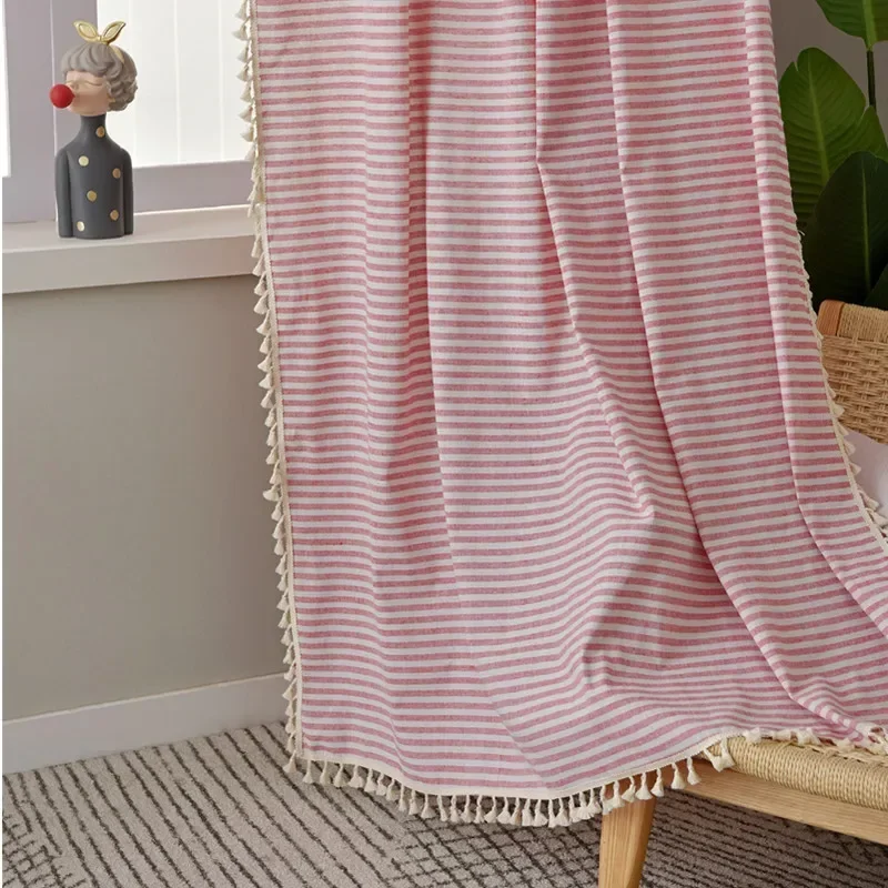 NH4074-cotton-and-linen-tassel-curtains-American-country-style-retro-B ...
