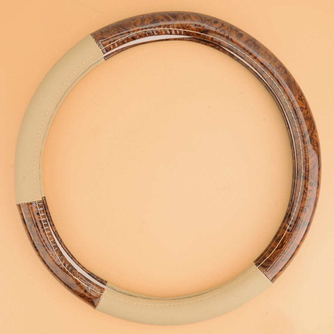 15-Wood-Grain-Beige-Steering-Wheel-Grip-Cover-Fit-for-Auto-SUV-Car-Vans ...