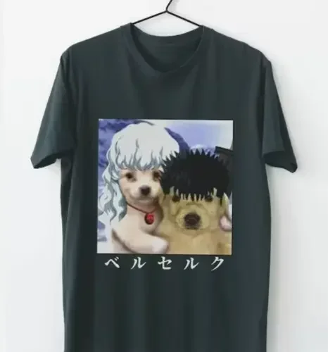 Guts-And-Griffith-As-Dogs-Meme-T-Shirt-God-Hand-Manga-Anime-long-or ...