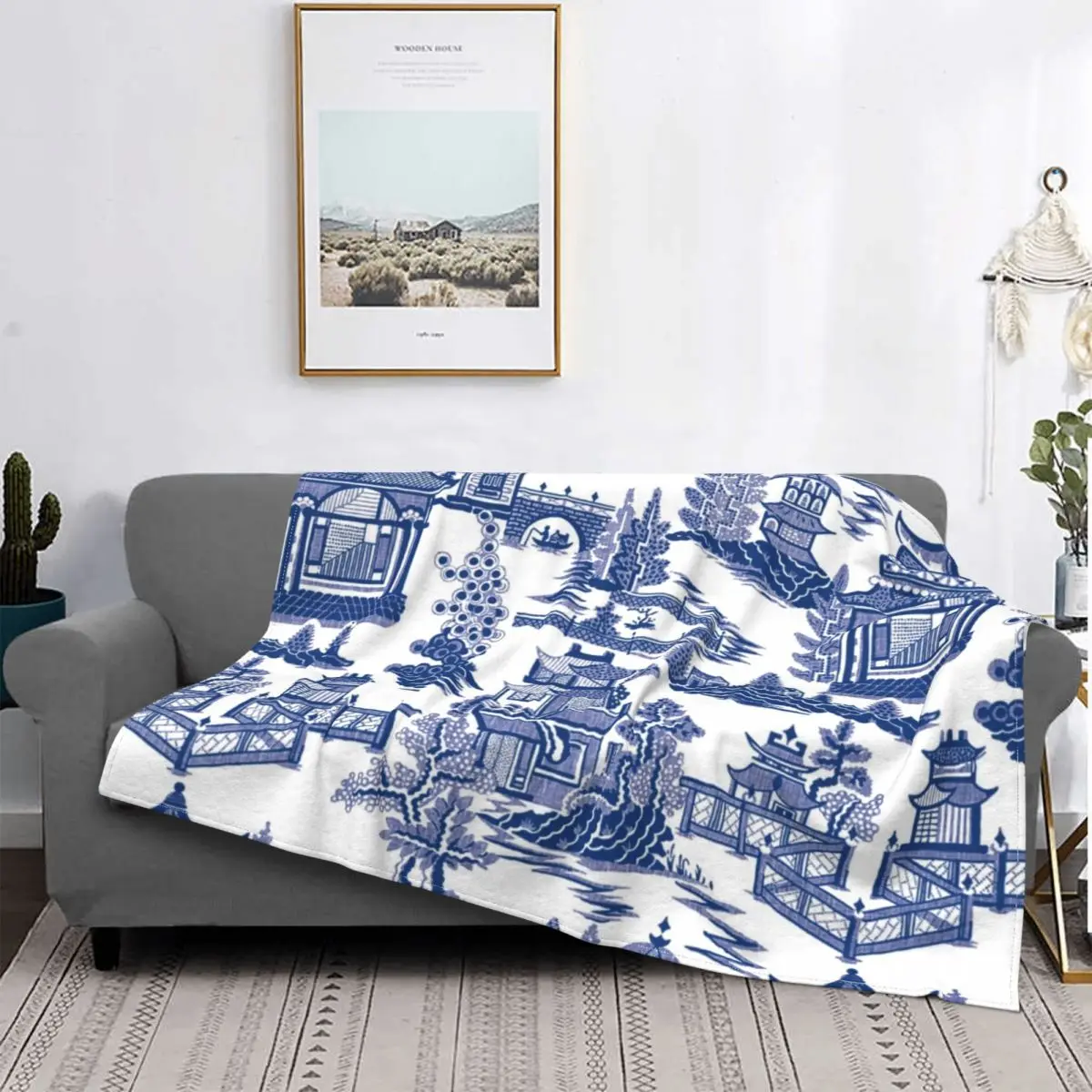 Blue Willow Ming China Fuzzy Blankets Blue And White Chinoiserie Funny ...