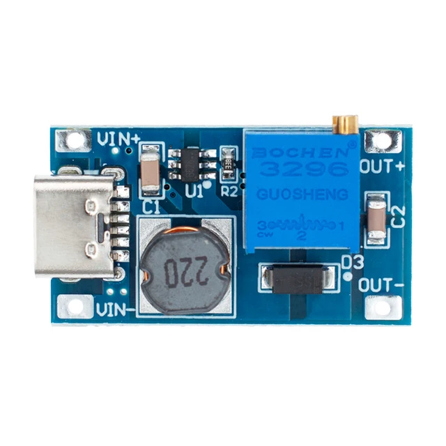 MT3608 DC-DC Adjustable Boost Module 2A Boost Plate Step Up Module with MICRO USB 2V-24V to 5V ...