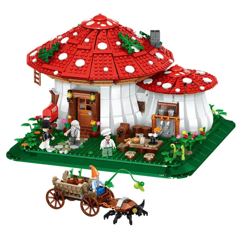 Fairy-Tale-Mushroom-House-Building-Blocks-para-crian-as-MOC-Village ...