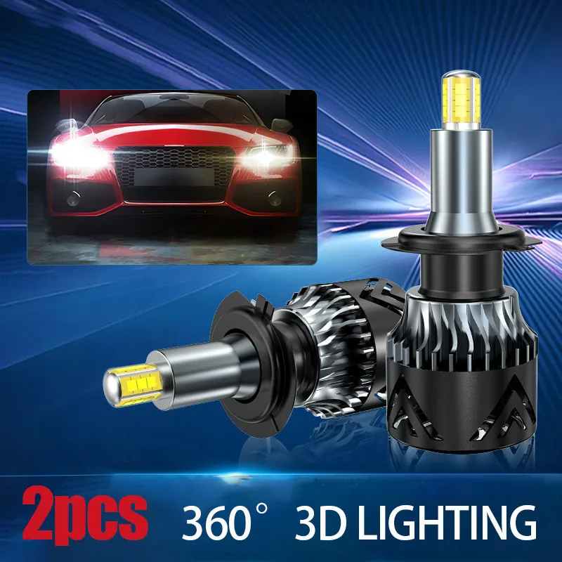 Upgraded-Version-2pcs-Car-LED-Headlight-H1-H7-H11-6500K-360-LED-Lamp-H8 ...