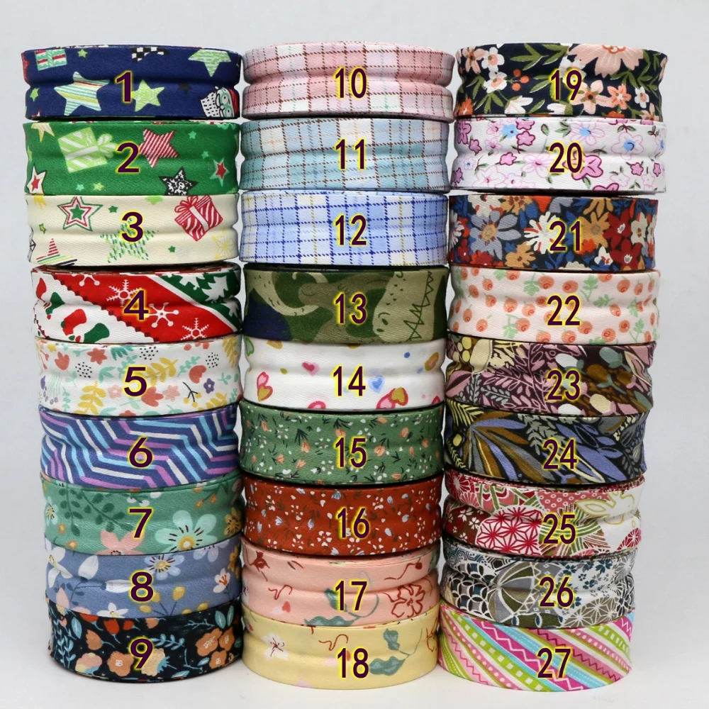 New Cotton Printed Bias Tape Size 25mm Folded Binding Cloth Tape for ...