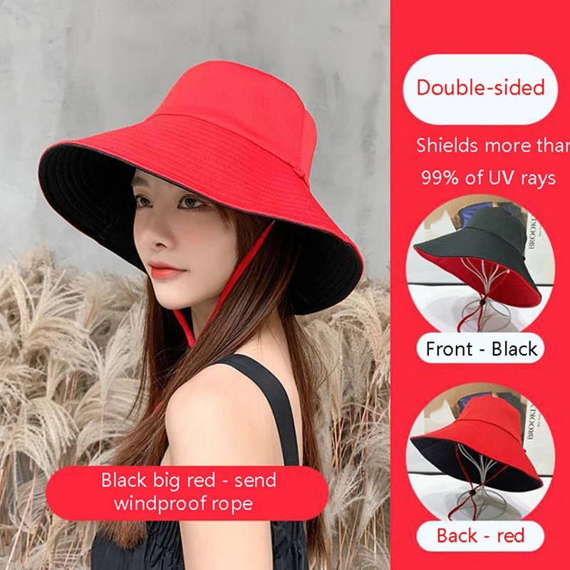 Folding-Double-Sided-Sun-Hat-Bucket-Hat-Summer-Sun-Hat-Ladies-UV ...