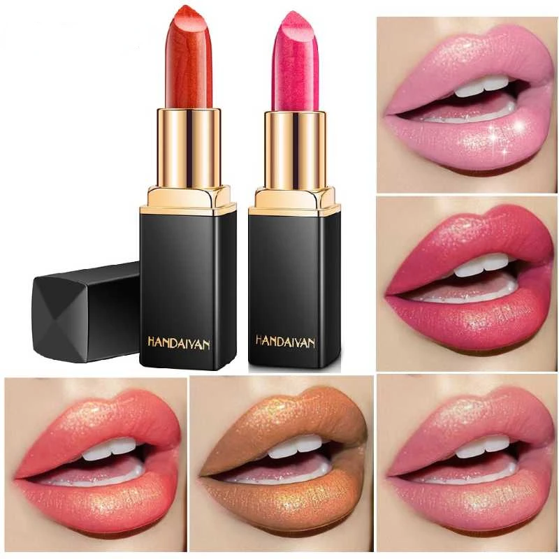 Glitter-Lipstick-Pearl-Glossy-Lip-Stick-Red-Pink-Shiny-Long-Lasting ...