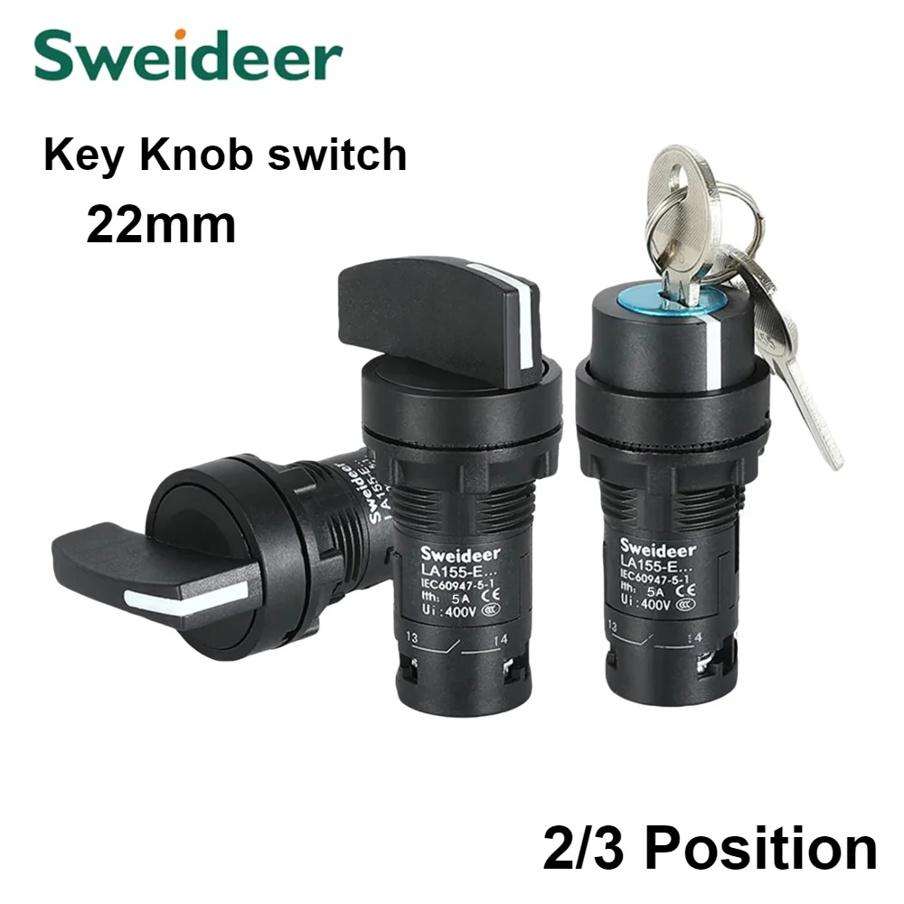 22mm-Key-Knob-Switch-2-3-Position-Self-Locking-1NO-2NO-1NO1NC-Select ...