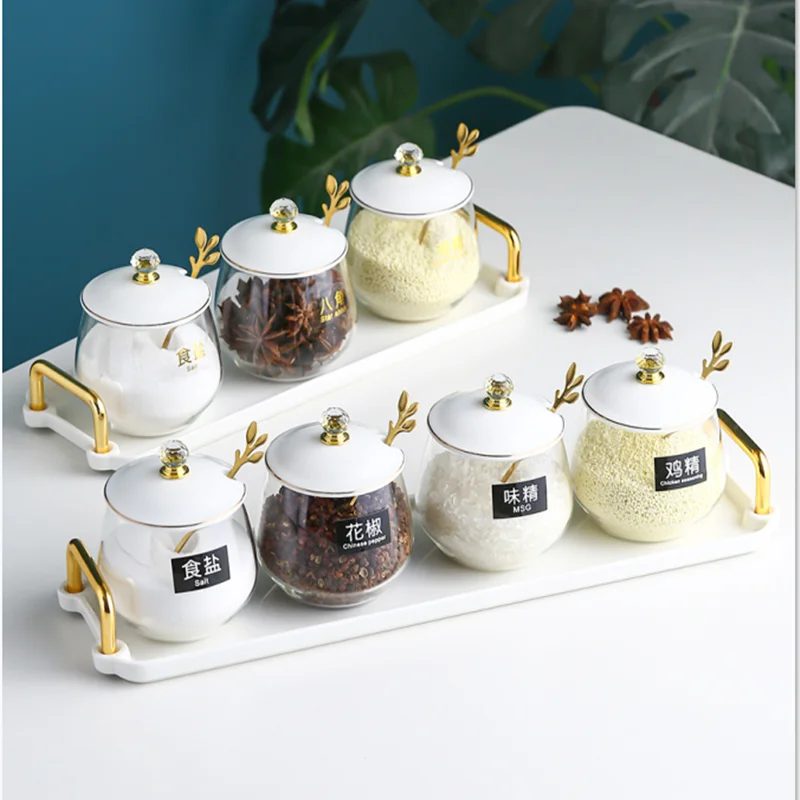 Nordic-Luxury-Glass-Seasoning-Jar-Set-Kitchen-Storage-Salt-Sugar-Sauce ...