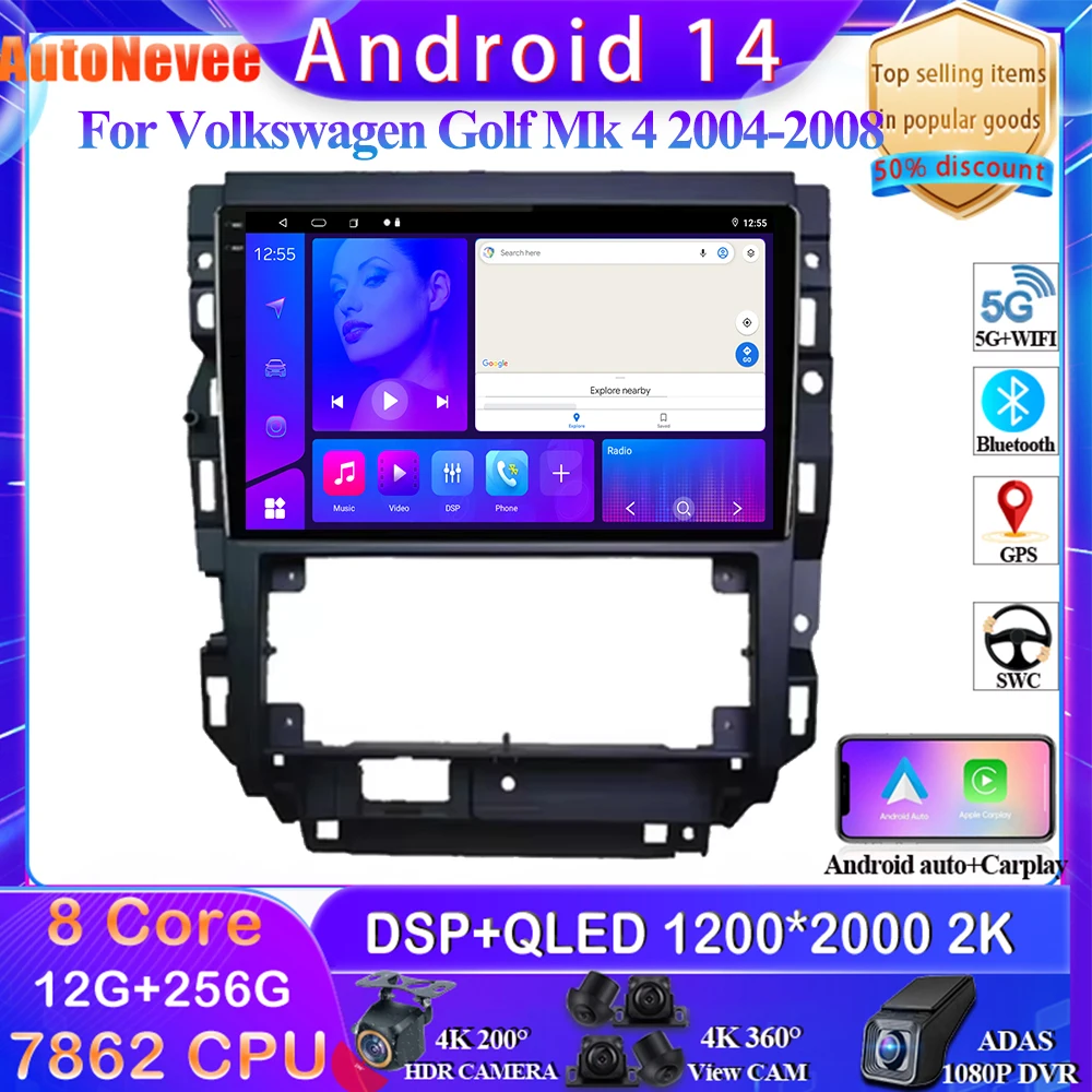 Android-14-For-Volkswagen-Golf-Mk-4-2004-2008-Auto-Radio-Display ...