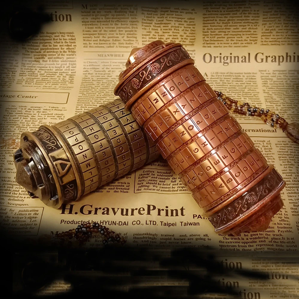 Zine 합금 레오나르도 다빈치 코드 장난감 금속 Cryptex 잠금 결혼식 발렌타인 데이 선물 편지 비밀 번호 탈출 챔버 소품 ...