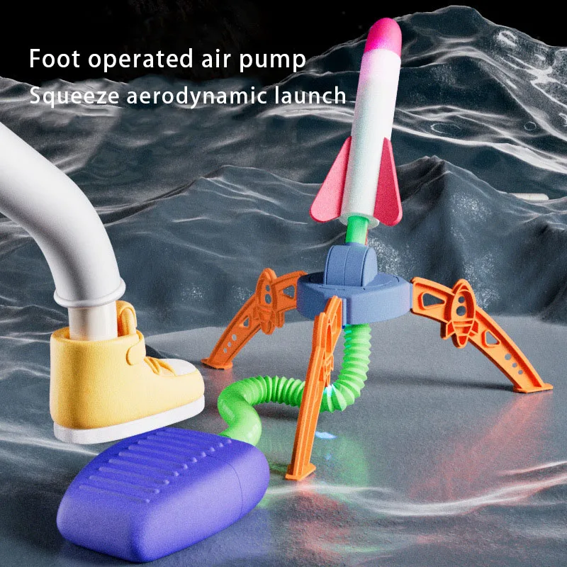 Stepping-on-a-small-rocket-to-soar-into-the-sky-outdoor-glowing ...