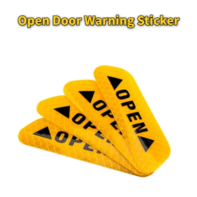 1/4pcs Car door safety reflective stickers - anti-collision warning ...