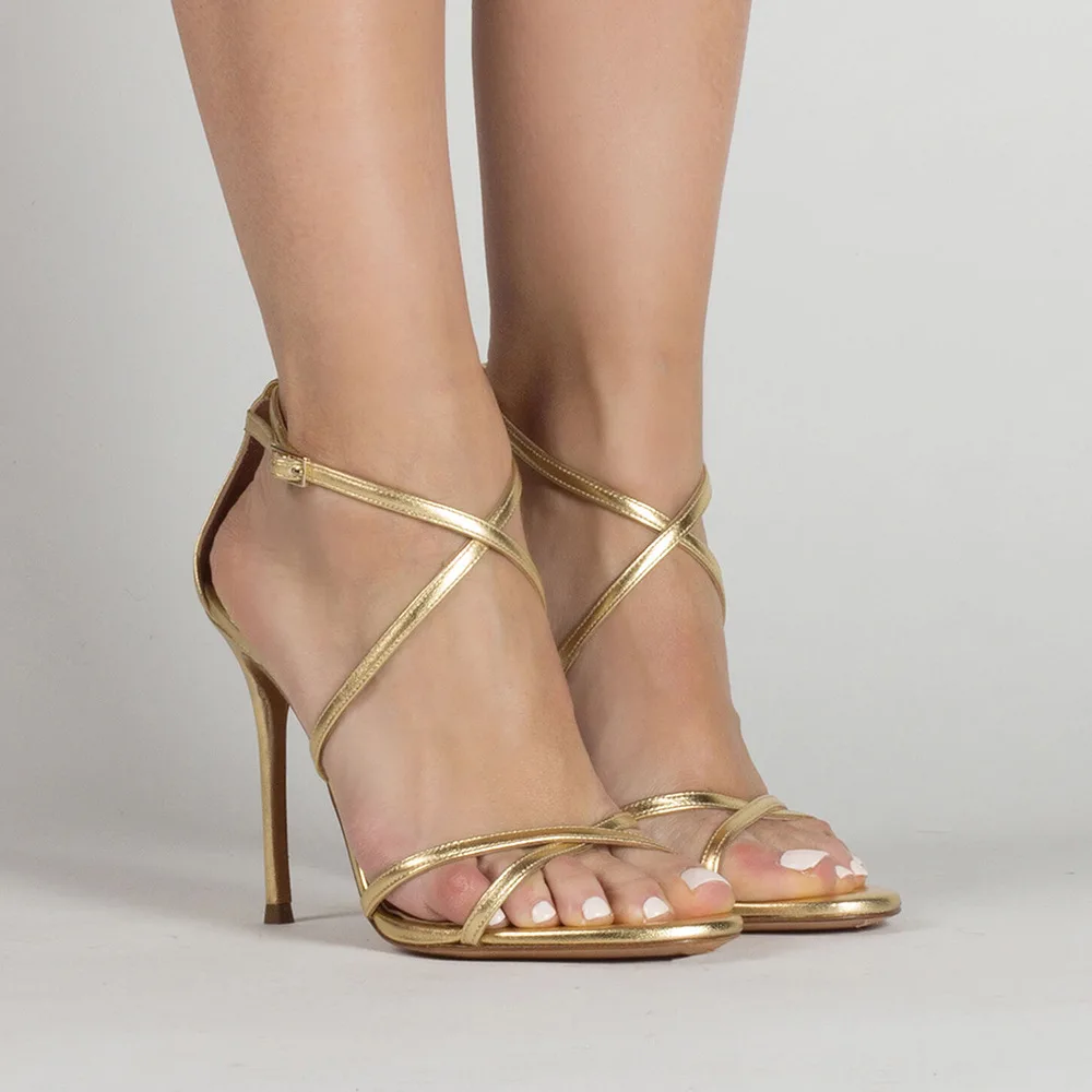 Metallic-Gold-Leather-Strappy-Cover-High-Heel-Sandals-Woman-Peep-Toe ...