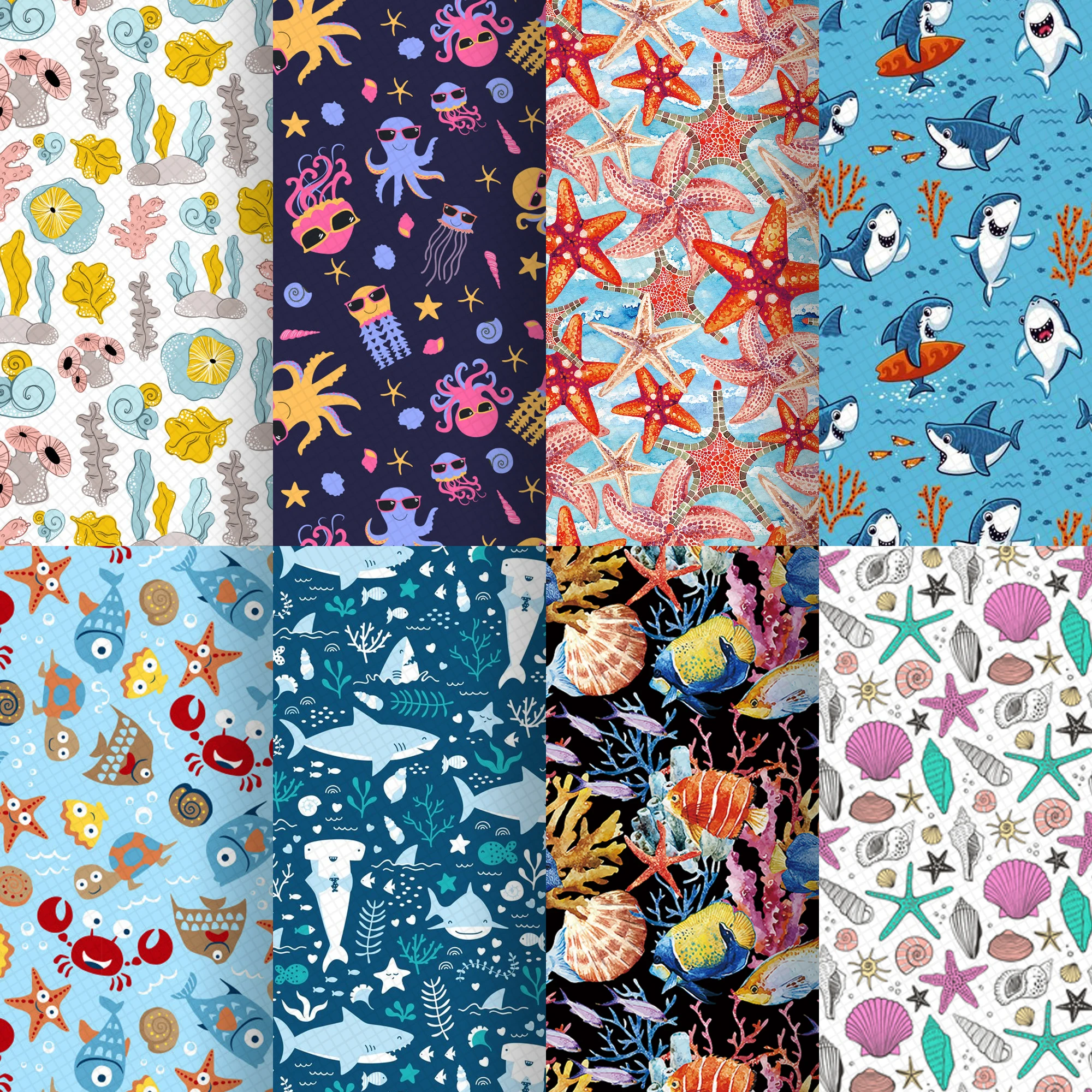 Ocean-Series-Printed-Synthetic-Leather-Lychee-Grain-Faux-Leather-Sheet ...