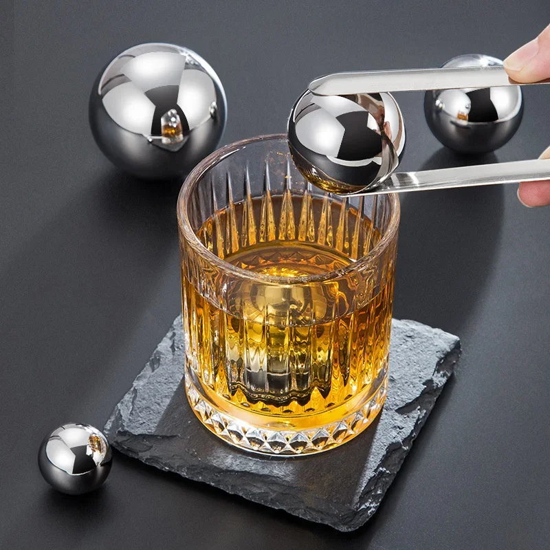 1-2PCS-304-Stainless-Steel-Ice-Hockey-Whiskey-Chilled-Globe-Vodka ...
