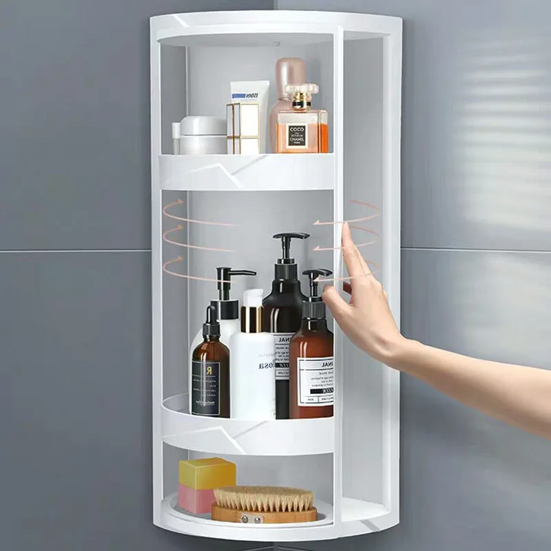 New-Plastic-360-Rotating-Bathroom-Kitchen-Storage-Rack-Organizer-Shower ...