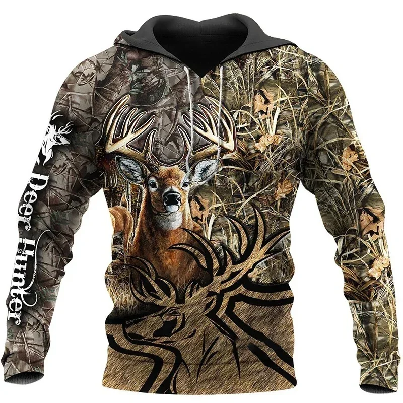 Fashion-3D-Elk-Print-Hoodies-For-Men-Outdoor-Hunting-Sweatshirts-Autumn ...
