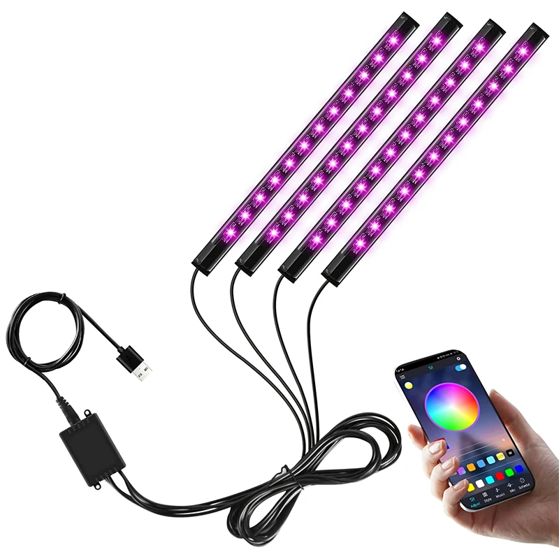 Led Car Foot Light Ambient Lamp Neon Strip With Usb Wireless Remote ...