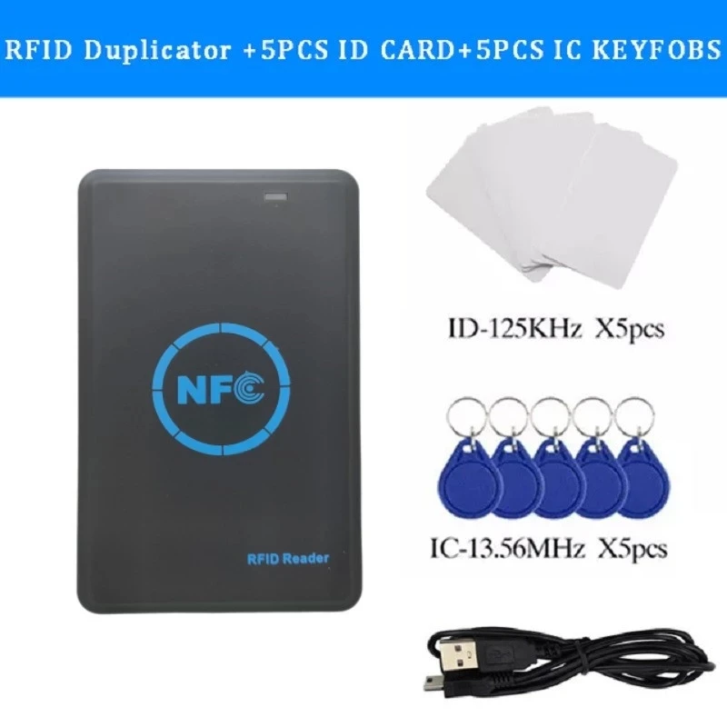 13-56MHz-125KHz-programmatore-crittografato-lettore-RFID-Copier-Key-Tag ...