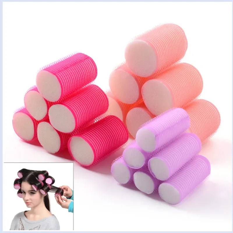 1/6Pc/set Sponge Hair Rollers Set Self Grip Heatless Hair Curler No ...