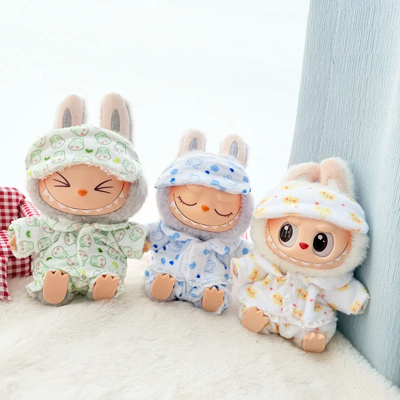 15cm/17cm Labubu I II Dolls Clothes Cute Eye Mask Pajamas Three Piece ...