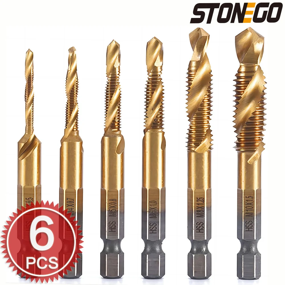 STONEGO-Tap-Drill-Bit-High-Speed-Steel-1-4-Hex-Shank-Countersink-Deburr ...