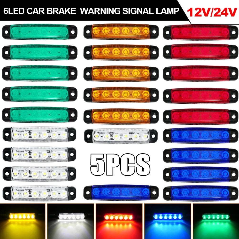 5PCS-6-LED-Truck-Side-Width-Light-Lorry-Trailer-Marker-lights-Night ...