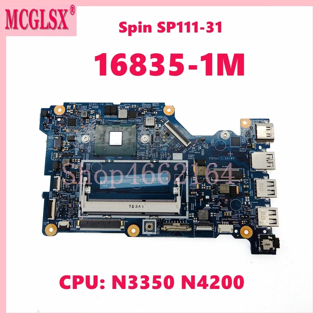 16835-1M-With-N3350-N4200-CPU-Laptop-Motherboard-For-Acer-Spin-SP111-31 ...