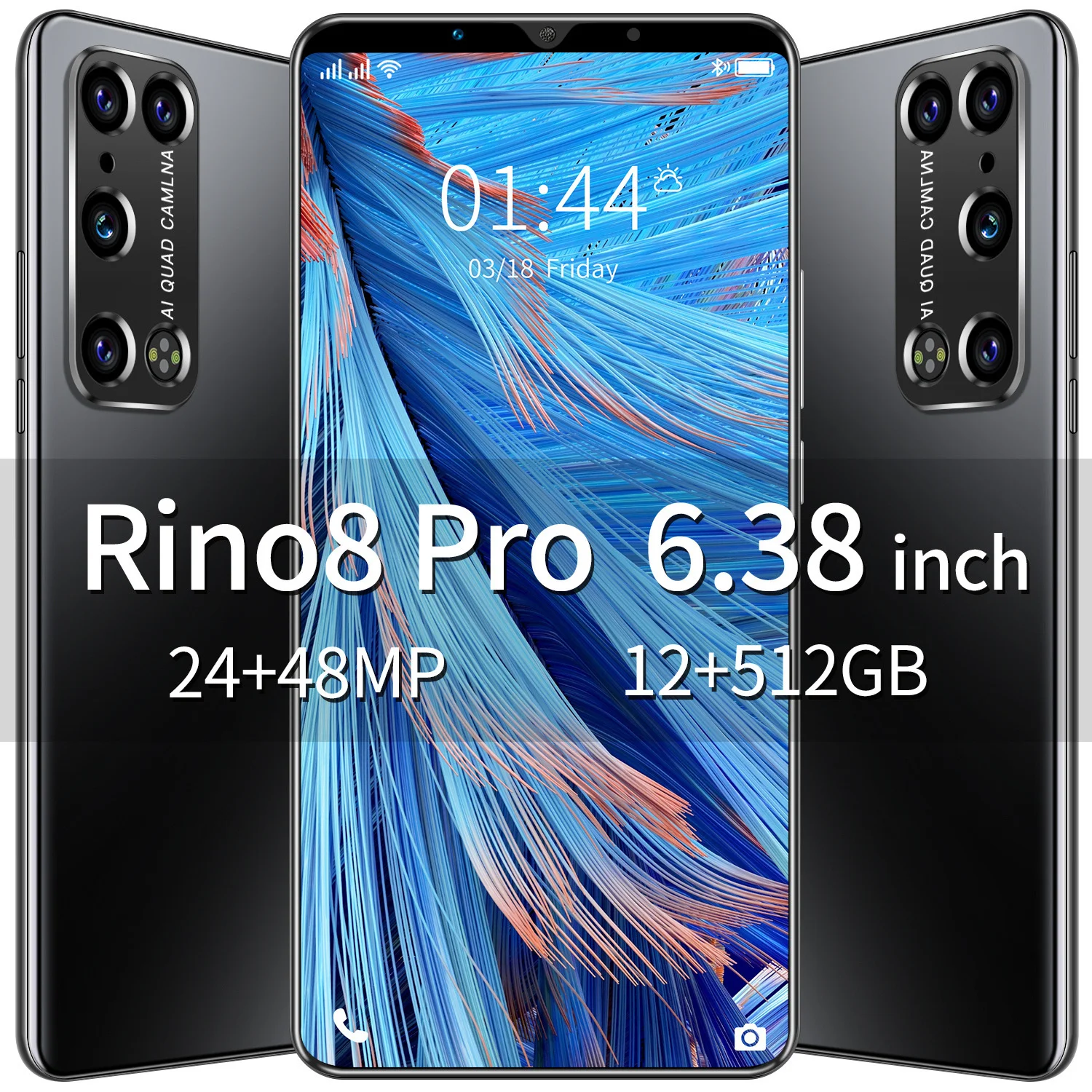 글로벌 버전 rhino8 pro 스마트 폰 6.38 인치 저렴한 휴대폰 12g + 512gb andriod 10.0 deca 코어 얼굴 지문 id 스마트 ...