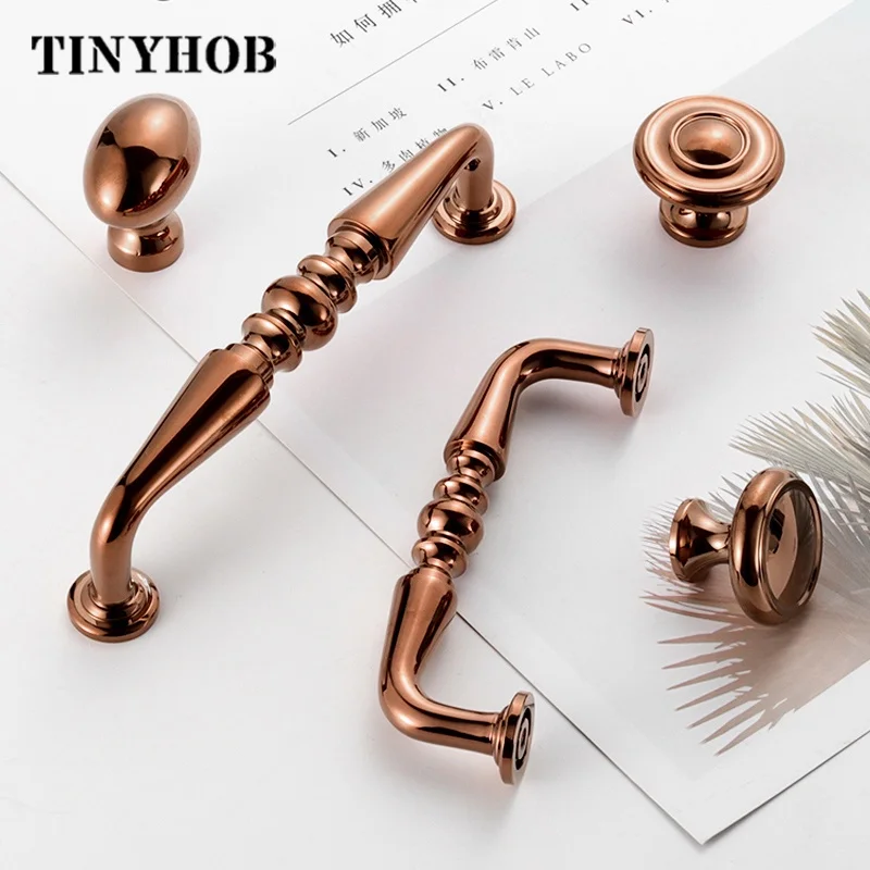 Rose-Gold-Solid-Brass-European-Style-Handles-Door-Knobs-and-Handles-for ...