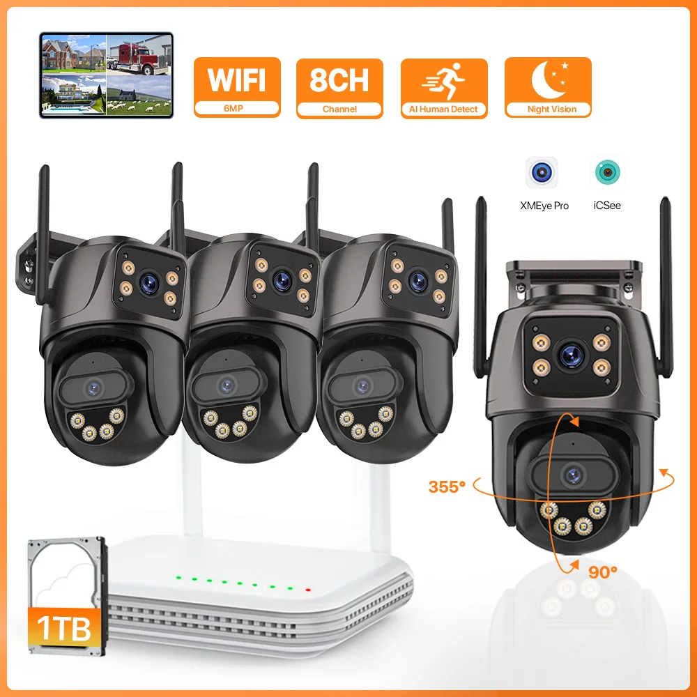 8CH-WiFi-NVR-PTZ-Camera-IP-HD-Dual-Lens-Motion-Tracking-Camera-Home ...