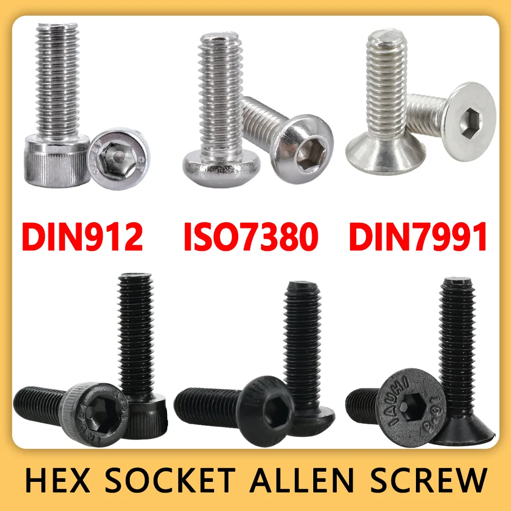 304-Stainless-Steel-Hex-Socket-Screw-DIN912-Black-Carbon-Steel-Hexagon ...