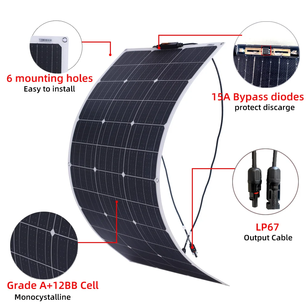 110W-220W-Solar-Panels-18V-330W-440W-Flexible-Monocrystalline-Cell-For ...