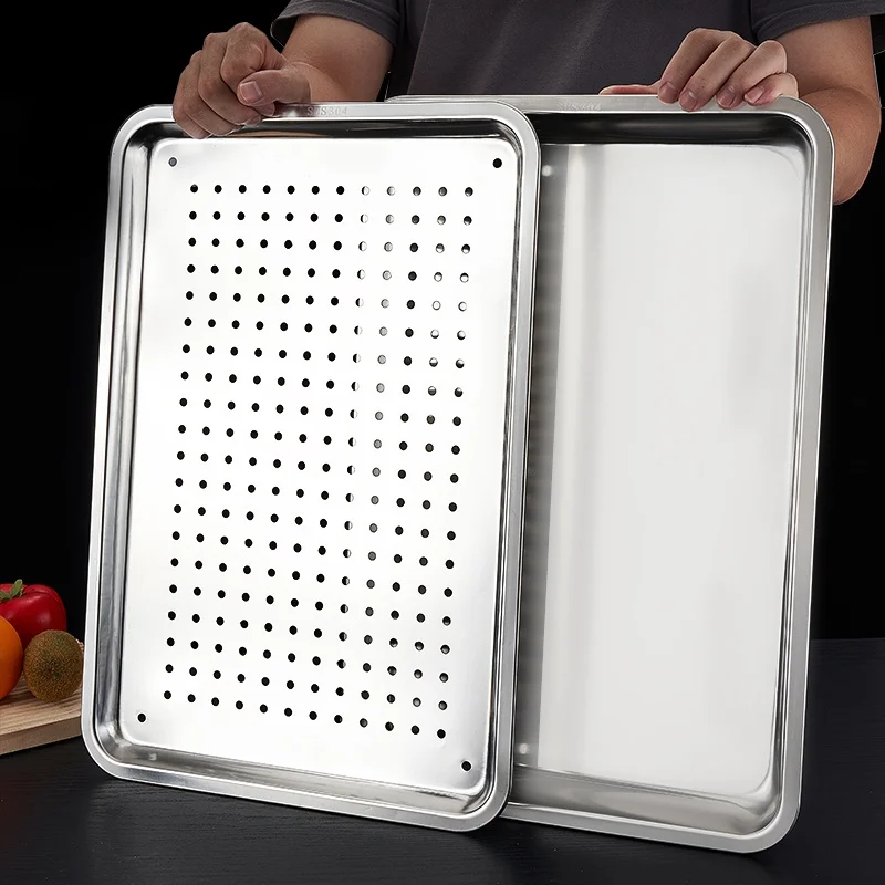 304-Food-Grade-Stainless-Steel-Tray-Rectangular-Kitchen-Punching-Flat ...