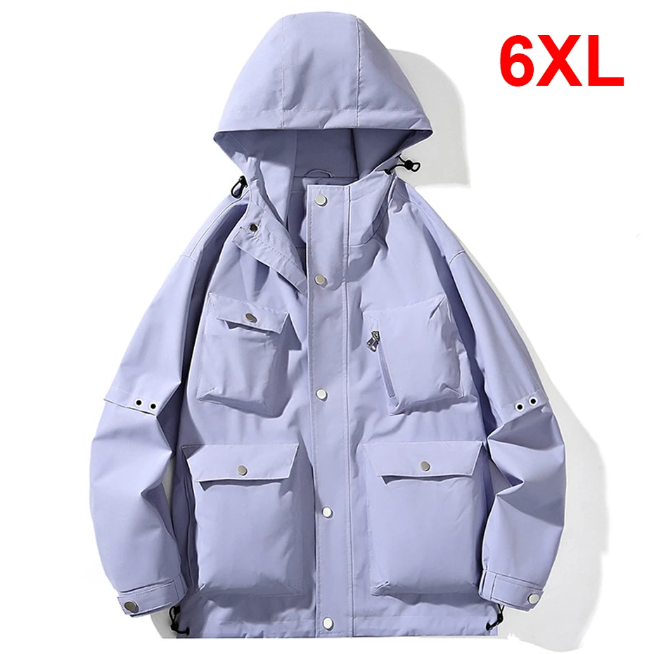 6XL-Plus-Size-Windbreaker-Jacket-Men-Multiple-Pockets-Cargo-Jacket-Coat ...