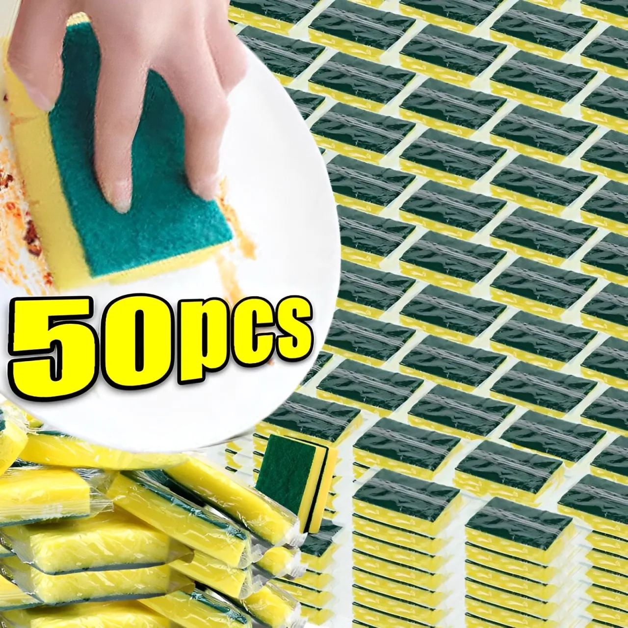 10/50pcs Kitchen Dishwashing Sponge Soft Absorbent Clean Rub Pot Rust ...