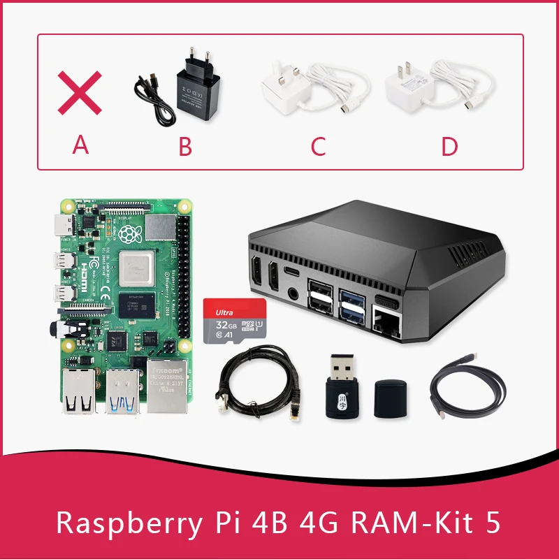 Original Raspberry Pi 4 Model B 4gb Kit Pi 4 Board Micro Hdmi ...