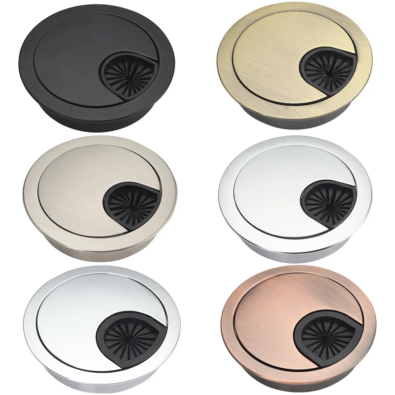 Zinc-Alloy-Round-Table-Hole-Cover-Wire-Outlet-Port-Computer-PC-Desk ...