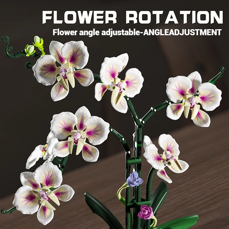 736PCS potted orchid model assembly, girls' toy bouquet home office ...