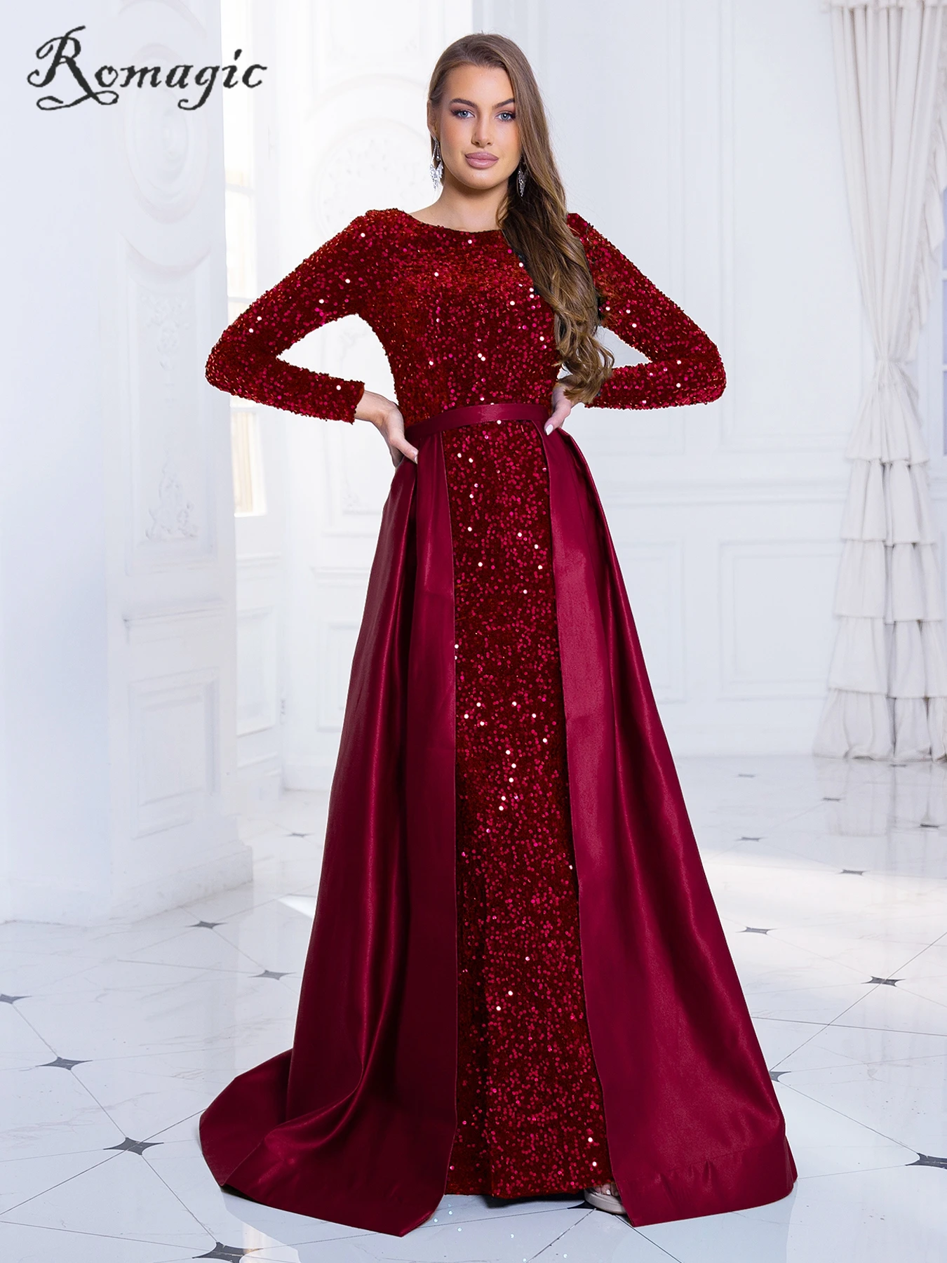 Romagic-Modest-Stretch-Sequin-Full-Sleeve-Evening-Party-Gown-Mermaid-Formal-Prom-Dress ...
