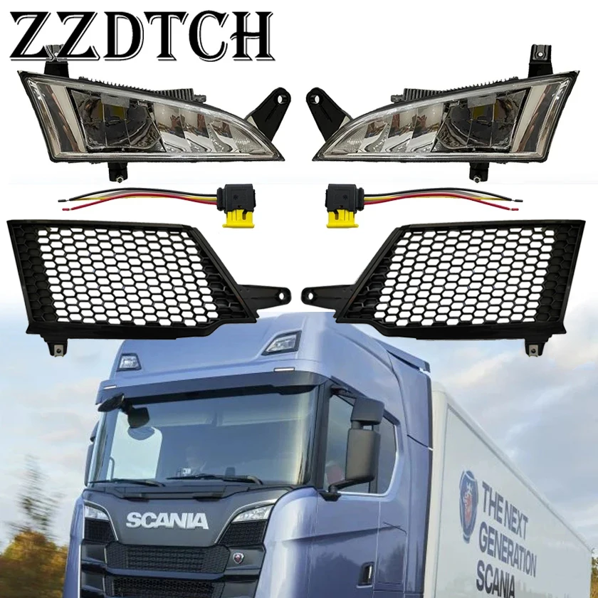 1-Pair-Fog-Lamp-And-Grille-Fit-For-Scania-R-P-Truck-24V-LED-Light ...